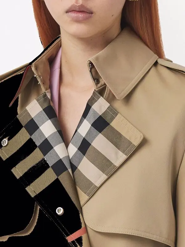 Burberry Check Lapel Trench Coat - Brown