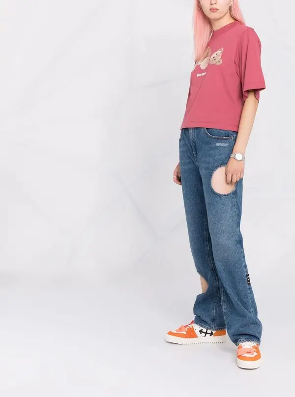 Palm Angels Bear-print Cropped T-shirt