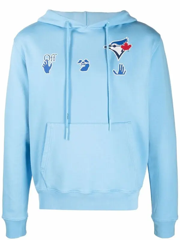 Off-White X Mbl Jays Logo-print Hoodie - Blue
