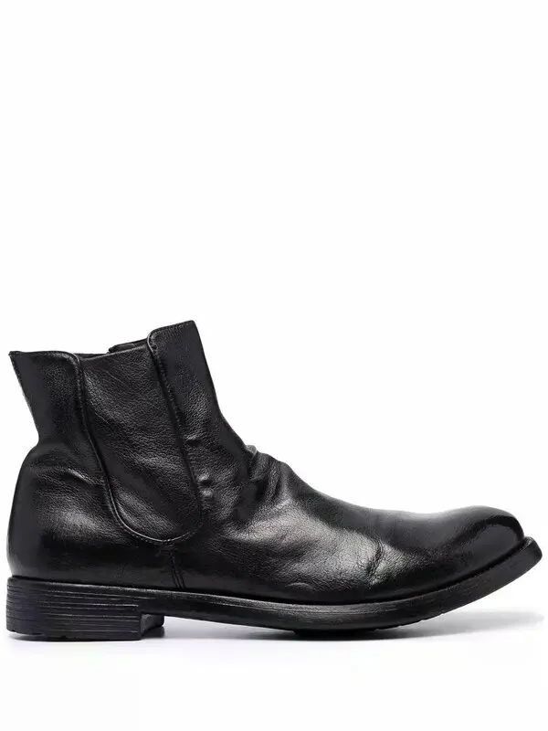 Officine Creative Side Zip Ankle Boots - Black