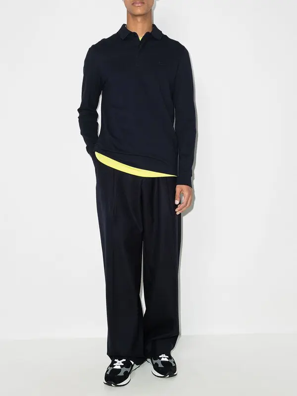 Lacoste Logo-embroidered Long-sleeve Polo Shirt - Blue