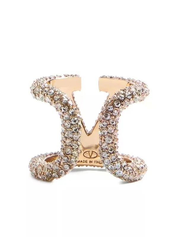 Valentino Garavani Vlogo Signature Crystal-embellished Ring - Gold