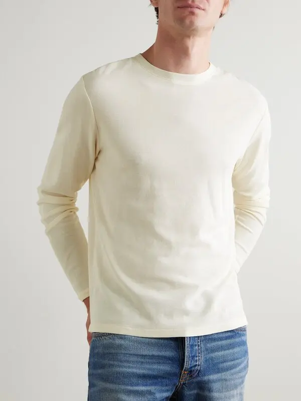 Nn07 Clive Waffle-knit Cotton And Modal-blend T-shirt - Neutrals