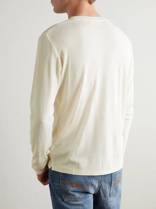 Nn07 Clive Waffle-knit Cotton And Modal-blend T-shirt - Neutrals