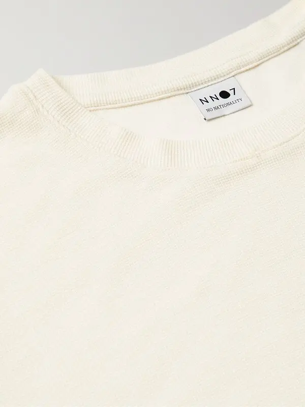 Nn07 Clive Waffle-knit Cotton And Modal-blend T-shirt - Neutrals
