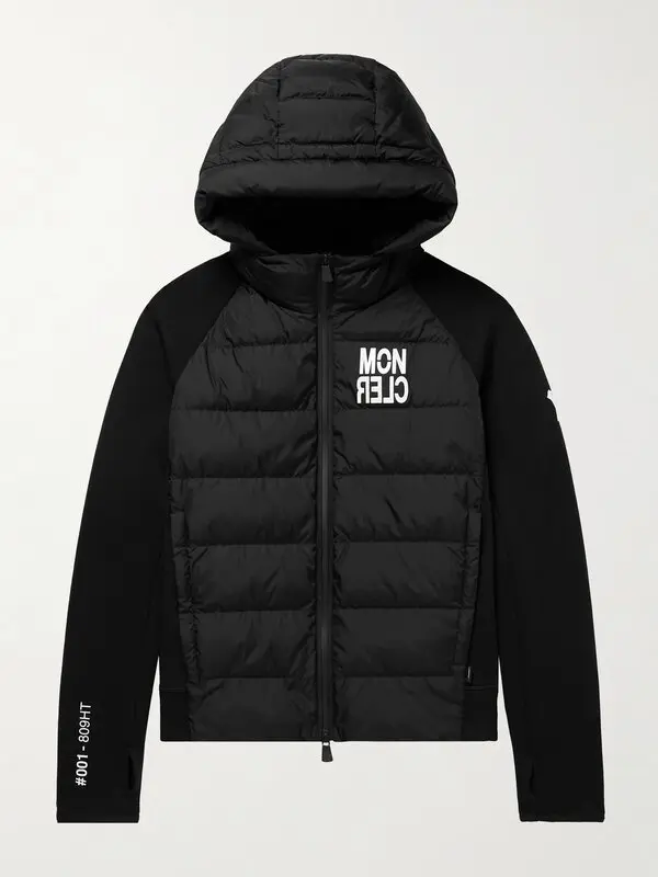 Moncler Logo-appliquéd Fleece And Shell Down Zip-up Hoodie - Black