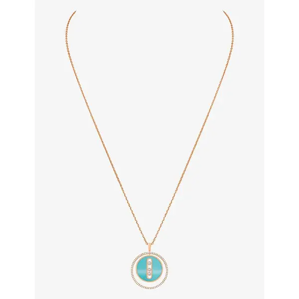 Messika Lucky Move Rose Gold, Diamond, And Turquoise Necklace - Pink Gold