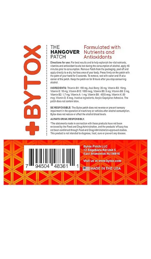 BYTOX Hangover Prevention Patch 7 Pack
