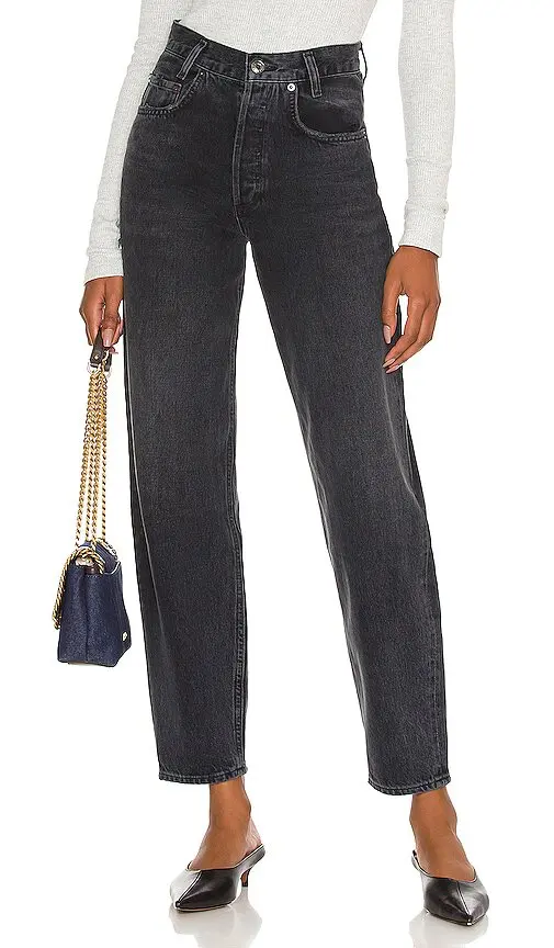 AGOLDE High Rise Tapered Baggy Jean In Black