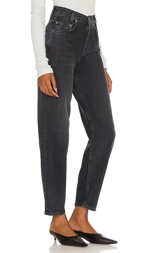AGOLDE High Rise Tapered Baggy Jean In Black