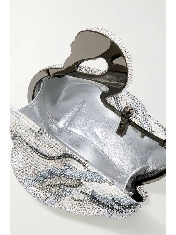 Judith Leiber Swan Odette Crystal-embellished Clutch - Silver