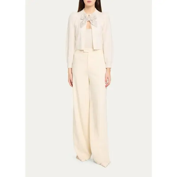Alice + Olivia Kitty Puff-sleeve Cardigan