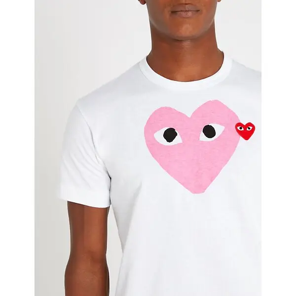 Play Comme Des Garcon Heart Logo Cotton T-shirt - Pink