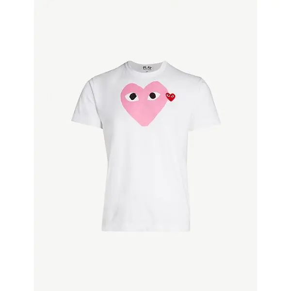 Play Comme Des Garcon Heart Logo Cotton T-shirt - Pink