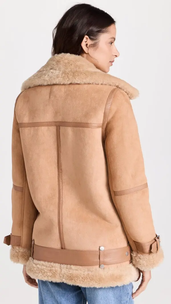 Avec Les Filles Bonded Faux Shearling Biker Jacket