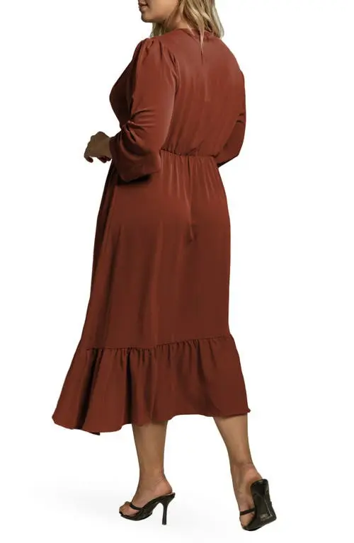 STANDARDS & PRACTICES Kelsie Ruffle Hem Wrap Dress - Brownie