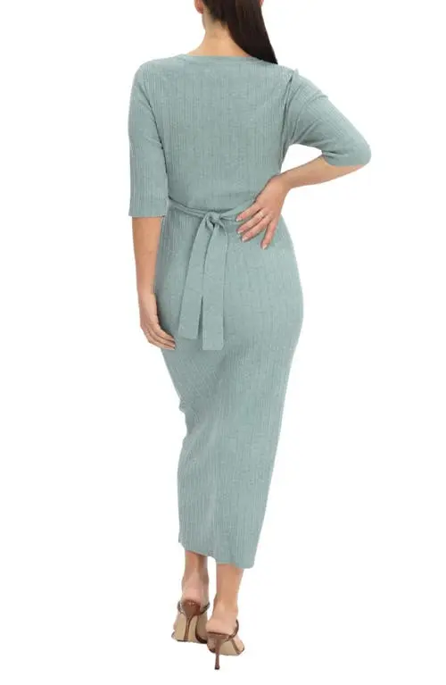 ANGEL MATERNITY Knit Midi Maternity/nursing Dress - Green