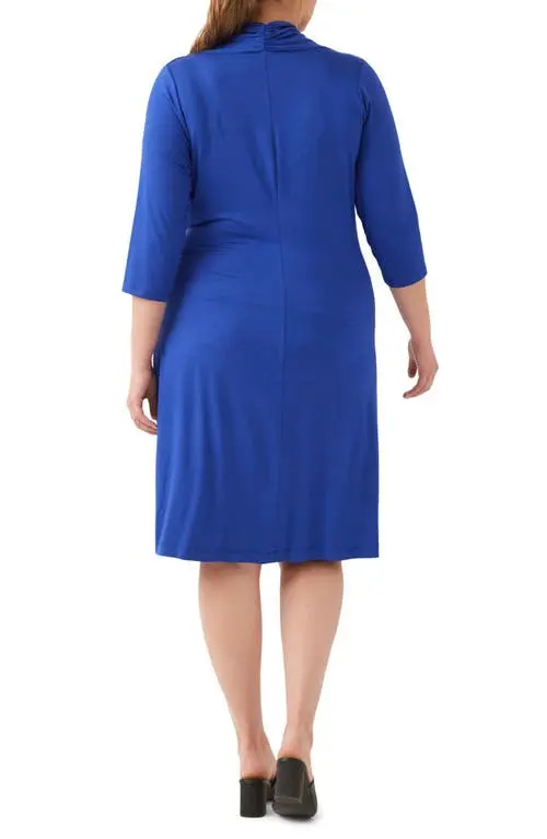 Karen Kane Three-quarter Sleeve Faux Wrap Dress - Royal