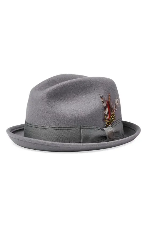 Brixton Gain Wool Fedora - Grey/ Dark Grey