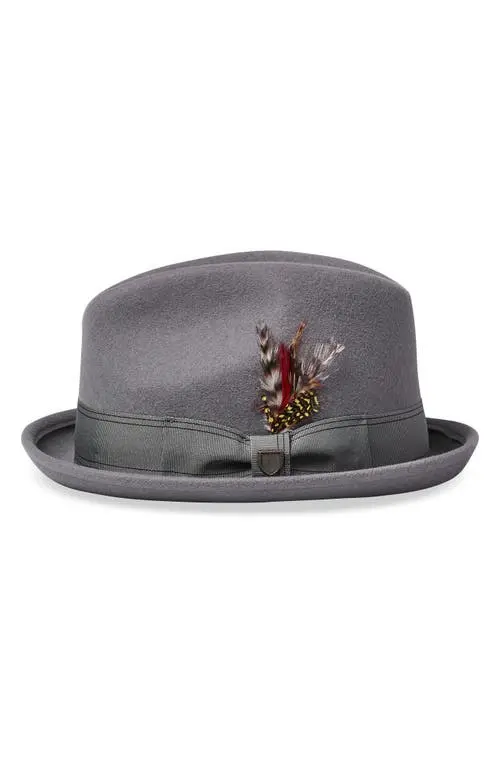 Brixton Gain Wool Fedora - Grey/ Dark Grey
