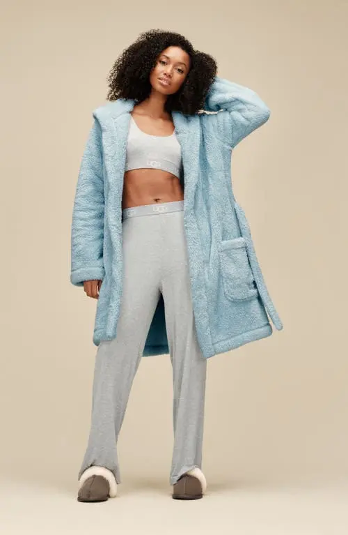 UGG Aarti Faux Shearling Hooded Robe - Sky Blue