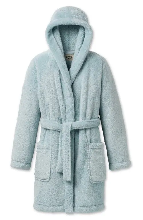UGG Aarti Faux Shearling Hooded Robe - Sky Blue