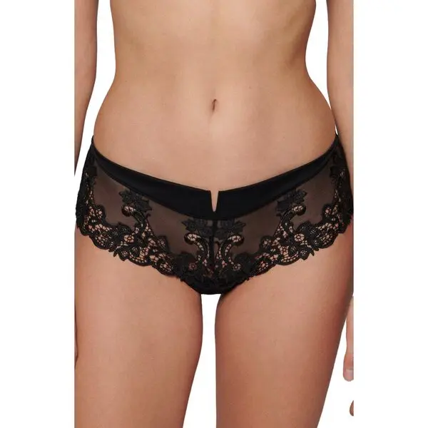 Simone Perele Saga Embroidered Boyshort Briefs - Black