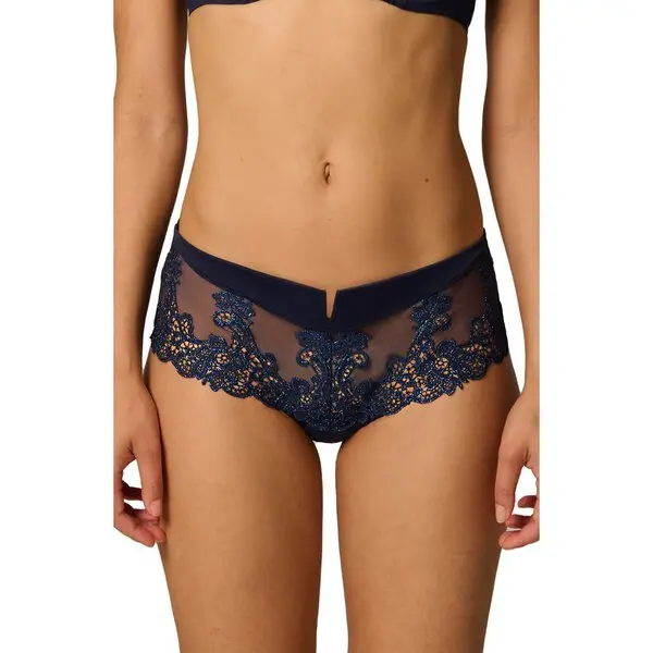 Simone Perele Saga' Embroidered Boyshort Briefs - Saphire
