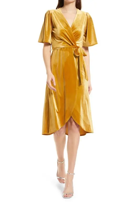 gold velvet wrap dress 1930s Jean Patou Couture Golden Silk Velvet Wrap Gown – Shrimpton Couture main image 0