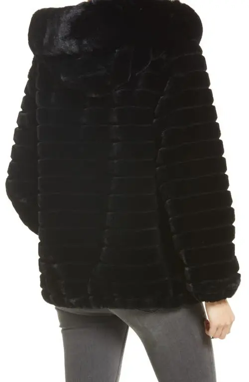 Gallery Faux Fur Hooded Jacket - Black