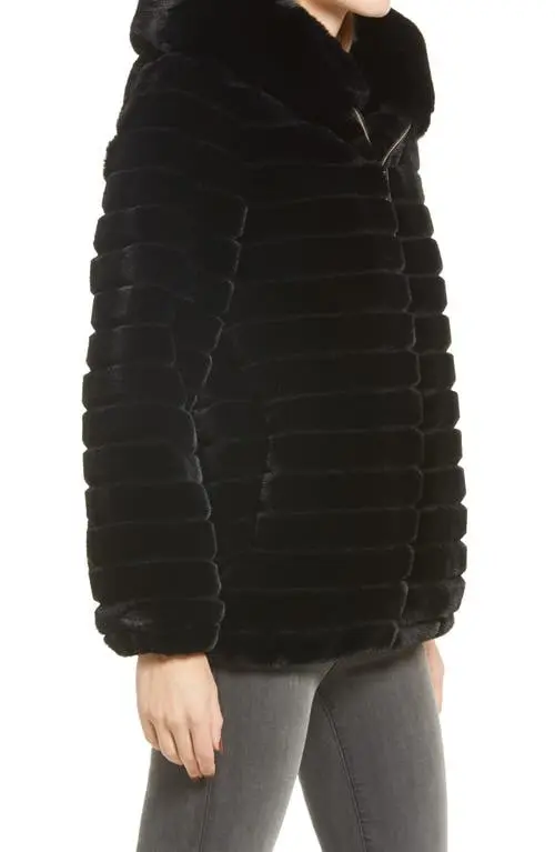 Gallery Faux Fur Hooded Jacket - Black