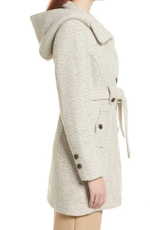 Gallery Belted Hooded A-line Coat - Oatmeal