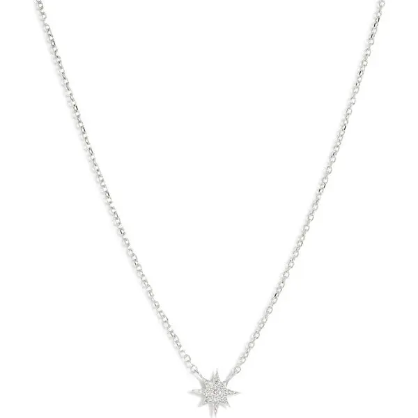 Anzie Sapphire Starburst Pendant Necklace - White Silver