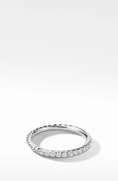 David Yurman Cable Pavé Diamond Band Ring - White Gold/diamond