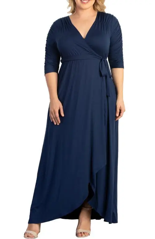 KIYONNA Meadow Dream Wrap Maxi Dress - Navy