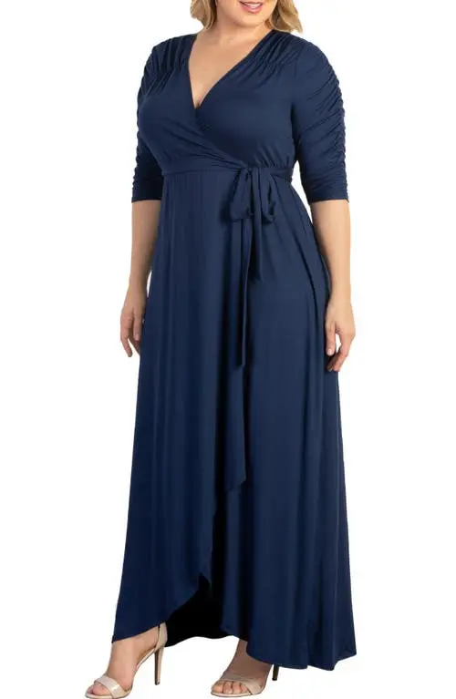 KIYONNA Meadow Dream Wrap Maxi Dress - Navy