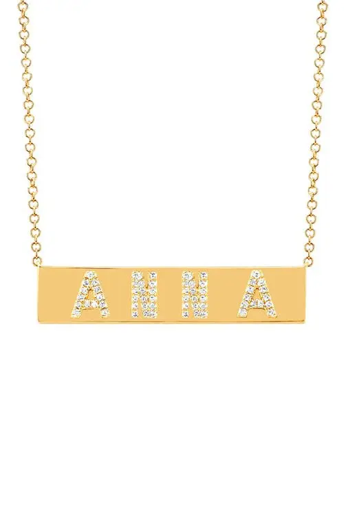 Ef Collection Diamond Nameplate Pendant Necklace - 14k Yellow Gold