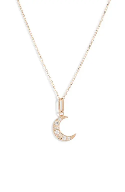 Anzie Luna Diamond Moon Pendant Necklace - Yellow Gold