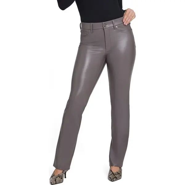 NYDJ Marilyn Faux Leather Straight Leg Pants - Falcon