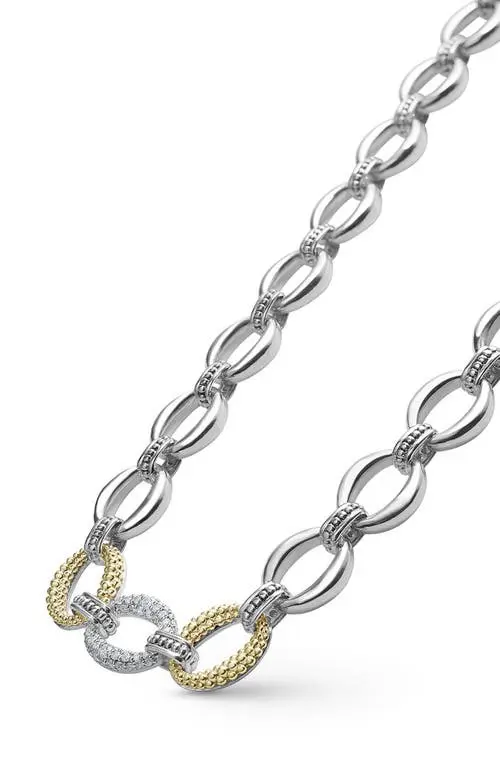 Lagos Caviar Lux Link Necklace With Diamonds