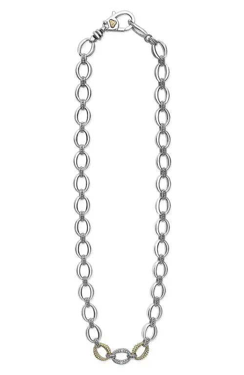 Lagos Caviar Lux Link Necklace With Diamonds - Diamond