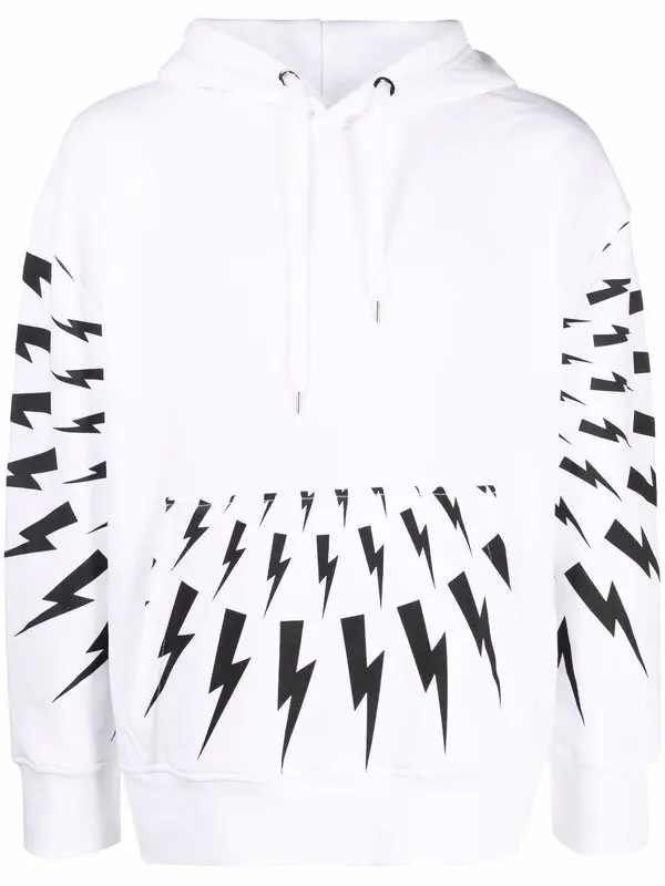 Neil Barrett Thunderbolt-print Hoodie - White