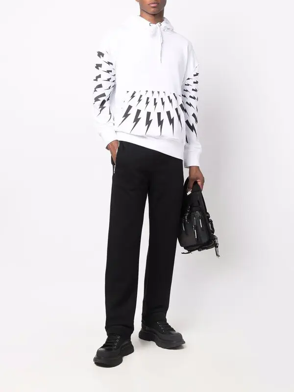 Neil Barrett Thunderbolt Print Hoodie - White