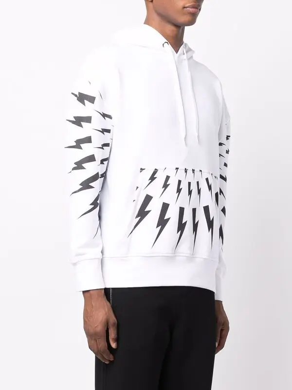 Neil Barrett Thunderbolt Print Hoodie - White