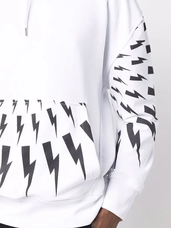 Neil Barrett Thunderbolt Print Hoodie - White