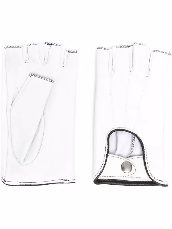 MANOKHI Stitch-detail Leather Gloves - White