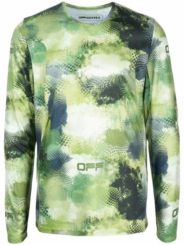 Off-White Abstract Print Long-sleeved T-shirt - Green