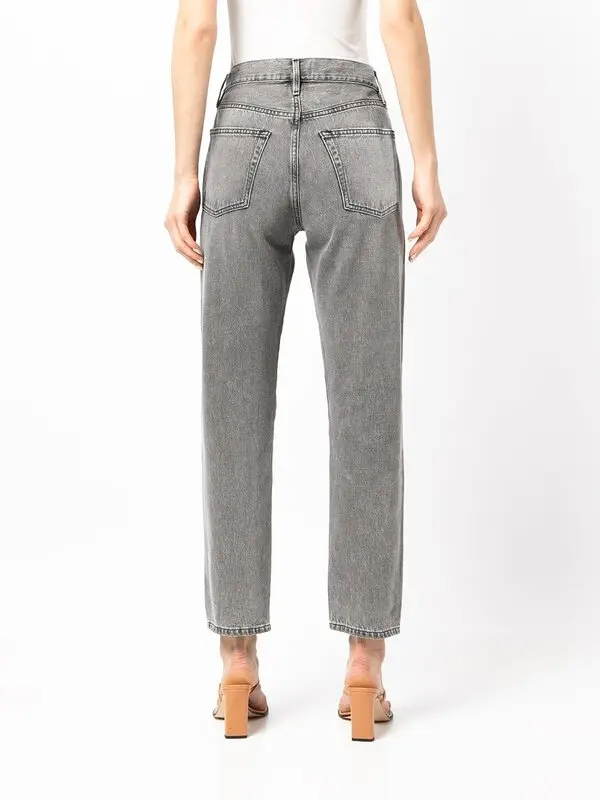 FRAME Grey Distressed Mom Jeans