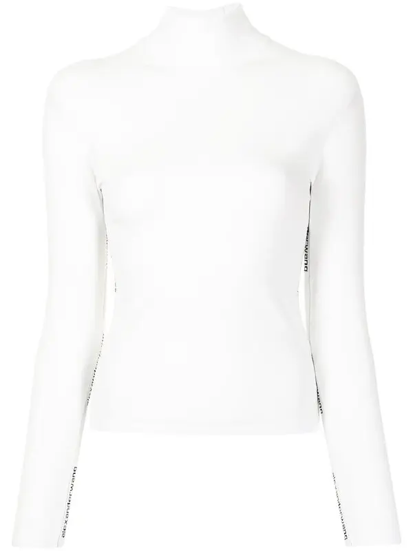 Alexander Wang Logo Jacquard Trim Top - White