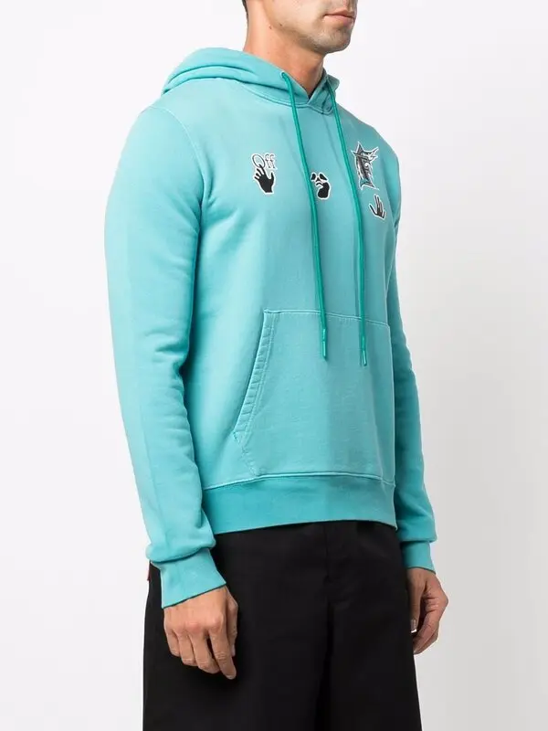 Off-White X Mlb Florida Marlins Logo-print Hoodie - Blue